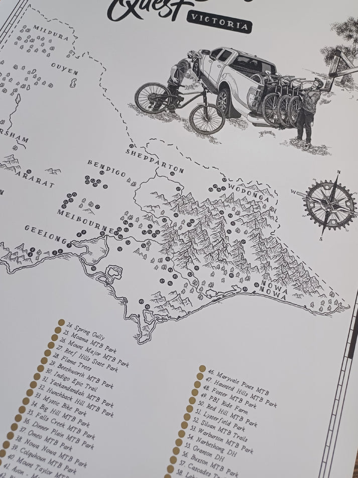 The Victoria Mountain Bike Quest - Unique Scratch Map – The Quest Maps